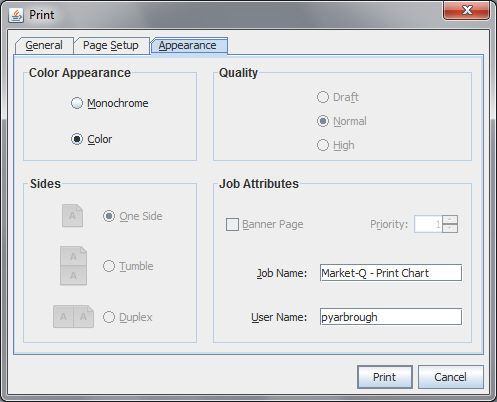 Copy or Print a Chart
