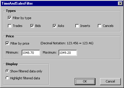 Set Time & Sales Filter